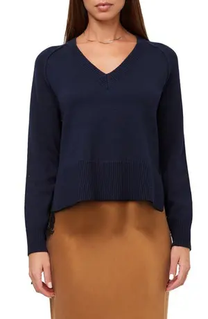 Fifteen Twenty Camila Lace Layered V-neck Sweater - Navy