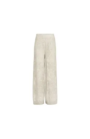 Brunello Cucinelli Lace Flowers Knit Track Trousers - Buff