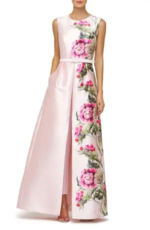 KAY UNGER Finley Floral Walk-through Jumpsuit - Blush