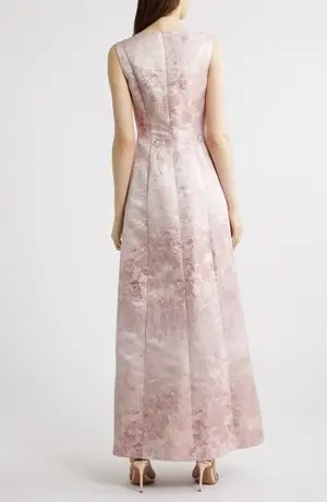 KAY UNGER Clark Floral Jacquard Walk-through Jumpsuit