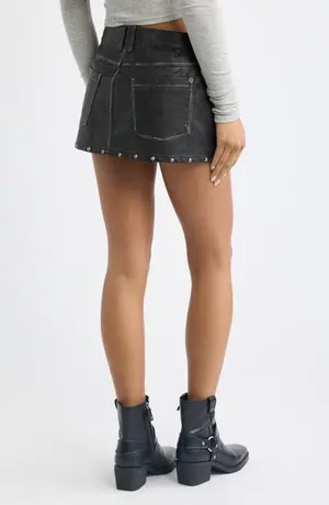 Free People Lainey Studded Faux Leather Mini Skirt
