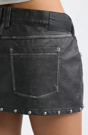 Free People Lainey Studded Faux Leather Mini Skirt