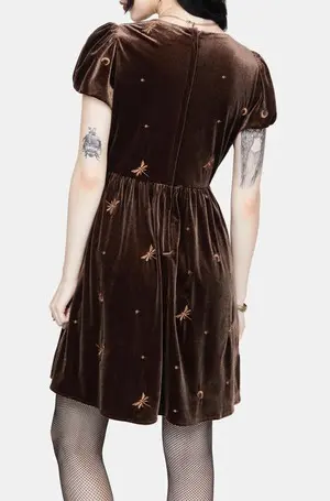 DISTURBIA Seraphine Dragonfly Velour Mini Dress