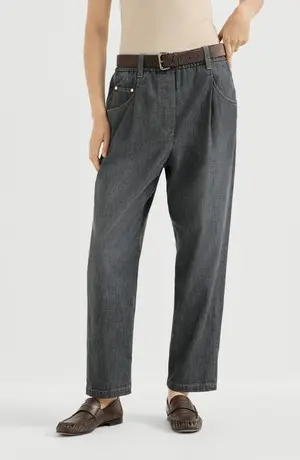 Brunello Cucinelli Lightweight Denim Five-pocket Trousers - Dark Grey