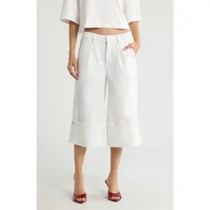FADE OUT LOUD Roxie Cuffed Selvedge Denim Shorts - Cloud