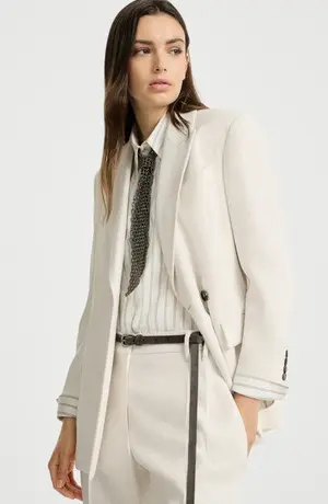 Brunello Cucinelli Couture Twill Blazer With Monili