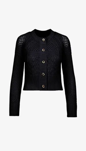 Smythe Crochet Cardigan - Black