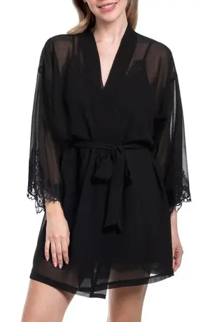 IN BLOOM BY JONQUIL Britney Chiffon Wrap Robe - Black