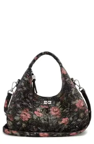 GANNI Embellished Mini Hobo Bag - Black