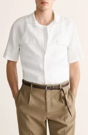 Mango Linen Bowling-collar Shir
