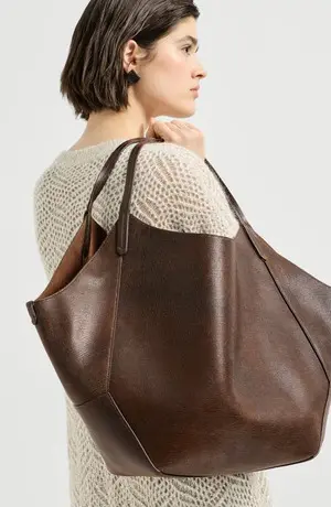 Brunello Cucinelli Reversible Duo Shopper In Lizard-effect Calfskin - Rust Brown
