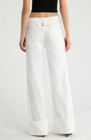 FADE OUT LOUD Ida Selvedge Seamed Wide Leg Jeans