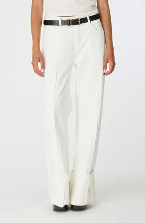 FADE OUT LOUD Ida Selvedge Seamed Wide Leg Jeans - Cloud