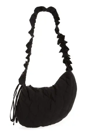 DAMSON MADDER Embroidered Rose Ruched Kidney Bag