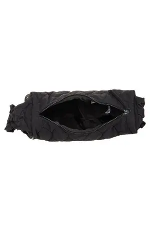 DAMSON MADDER Embroidered Rose Ruched Kidney Bag