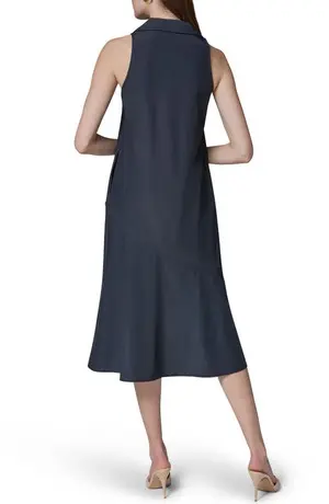 DONNA KARAN WEEKEND Crushed Cotton Blend Midi Dress
