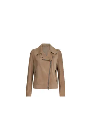 Brunello Cucinelli Suede Biker Jacket With Monili