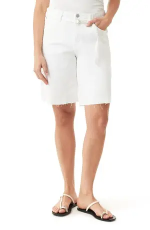 Habitual Brynn High Waist Raw Hem Bermuda Jeans - White