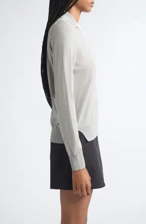 Moncler Long-sleeve Wool Polo With Knot Detailing - Gray