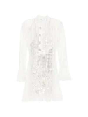 SELF-PORTRAIT Pointelle Knit Mini Dress - Multicolor