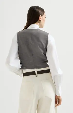 Brunello Cucinelli Tropical Luxury Wool Vest With Monili