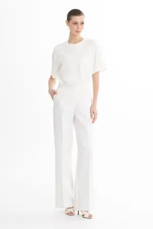 GIZIA Ecru Tailored Straight-leg Pants - Beige