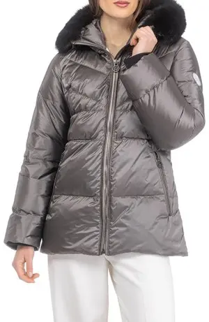 Gorski Après-ski Short Parka - Greige/black