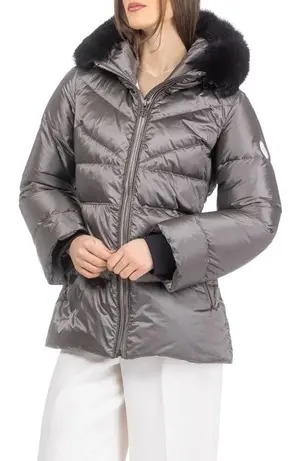 Gorski Après-ski Short Parka - Greige/black