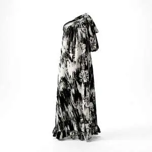 NYNY RYKE Wilma, One-shoulder Batik Maxi Dress & White Floral Cotton Dress - Black