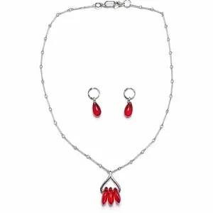 Way To Chic Red Glass Drops Jewellery Set