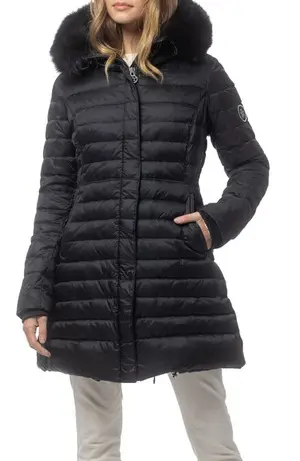 Gorski Zip Up Down Parka With Detachable Toscana Lamb Hood Trim