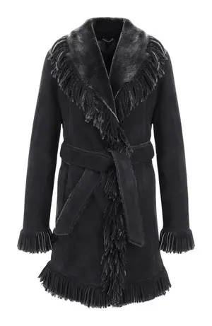 Gorski Genuine Shearling Stroller With Fringes