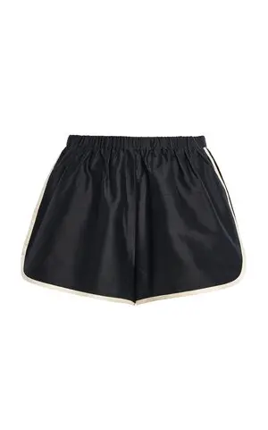 Donni. Striped Silk Taffeta Mini Shorts - Black