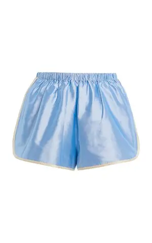 Donni. Striped Silk Taffeta Mini Shorts - Blue