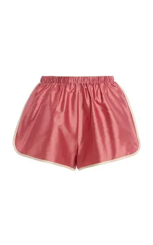 Donni. Striped Silk Taffeta Mini Shorts - Red