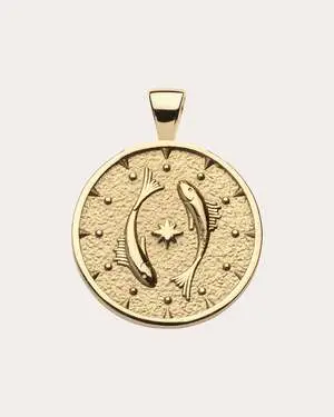 JANE WIN Pisces Zodiac Coin Pendant Necklace