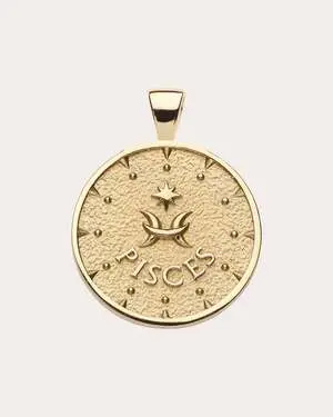 JANE WIN Pisces Zodiac Coin Pendant Necklace