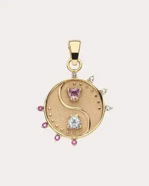 JANE WIN Topaz & Tourmaline Balance Petite Coin Necklace - Gold