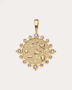 JANE WIN Amethyst & Tanzanite Grace Petite Coin Necklace - Gold