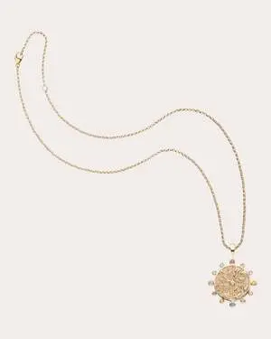 JANE WIN Hope Petite Embellished Coin Pendant Necklace