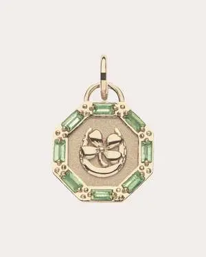 JANE WIN Peridot Lucky Petite Coin Pendant Necklace - Gold