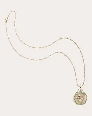 JANE WIN Peridot Lucky Petite Coin Pendant Necklace