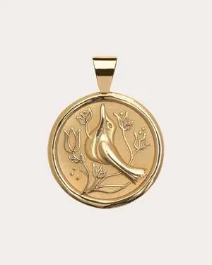 JANE WIN Peace Small Coin Pendant Necklace - Gold