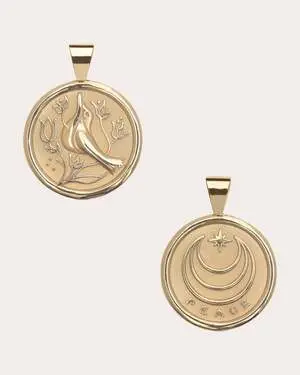 JANE WIN Peace Small Coin Pendant Necklace