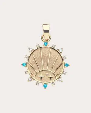 JANE WIN Topaz & Aquamarine Strong Petite Coin Necklace - Gold