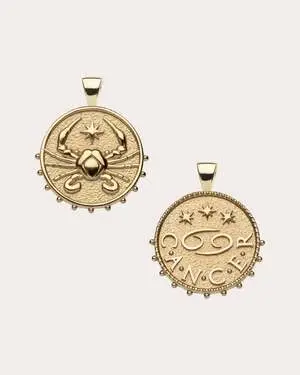 JANE WIN Cancer Small Zodiac Coin Pendant Necklace - Gold