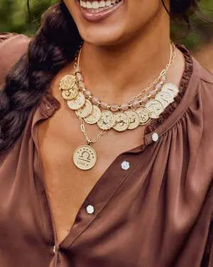 JANE WIN Gemini Small Zodiac Coin Pendant Necklace