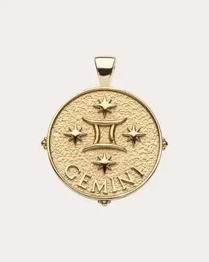 JANE WIN Gemini Small Zodiac Coin Pendant Necklace
