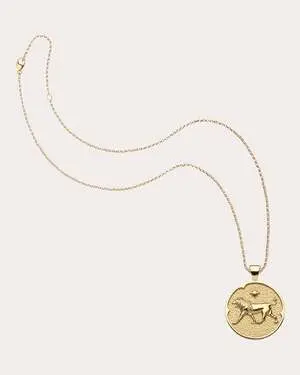 JANE WIN Leo Small Zodiac Coin Pendant Necklace