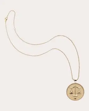 JANE WIN Libra Small Zodiac Coin Pendant Necklace